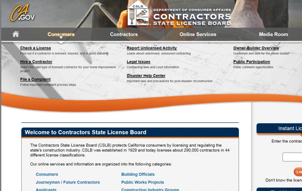 CSLB website | Youngs & Company